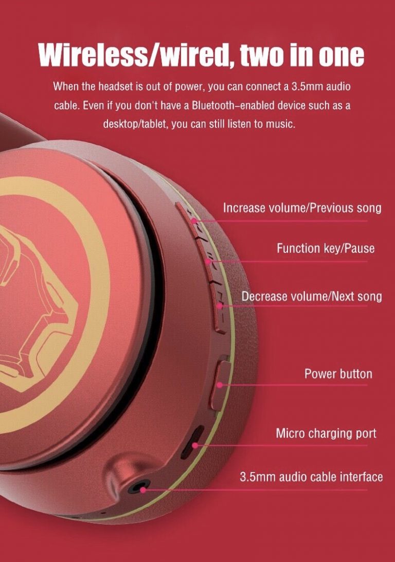 Marvel Foldable Wireless Headset - Iron Man